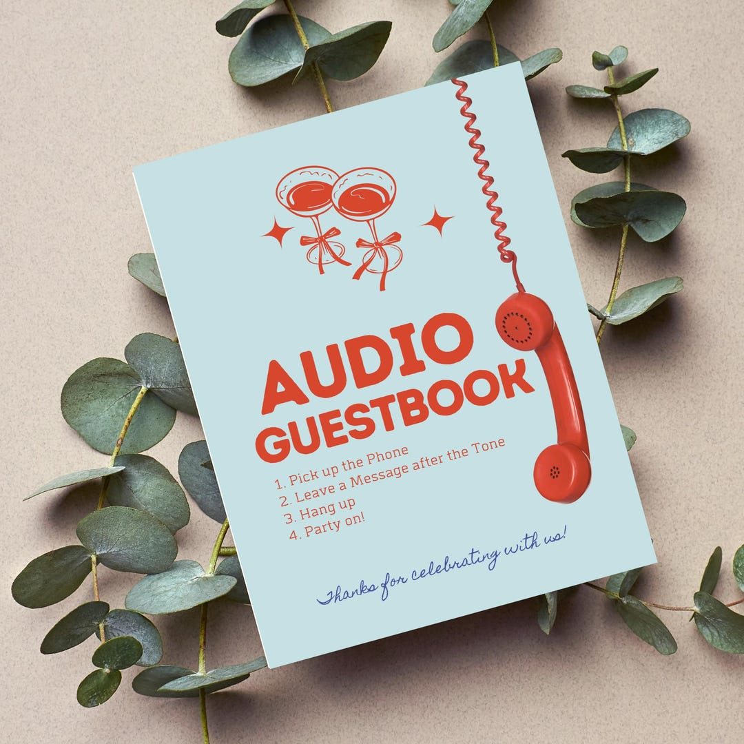 Audio Guestbook Sign PDF PNG Printable Wedding Phone Sign Template ...