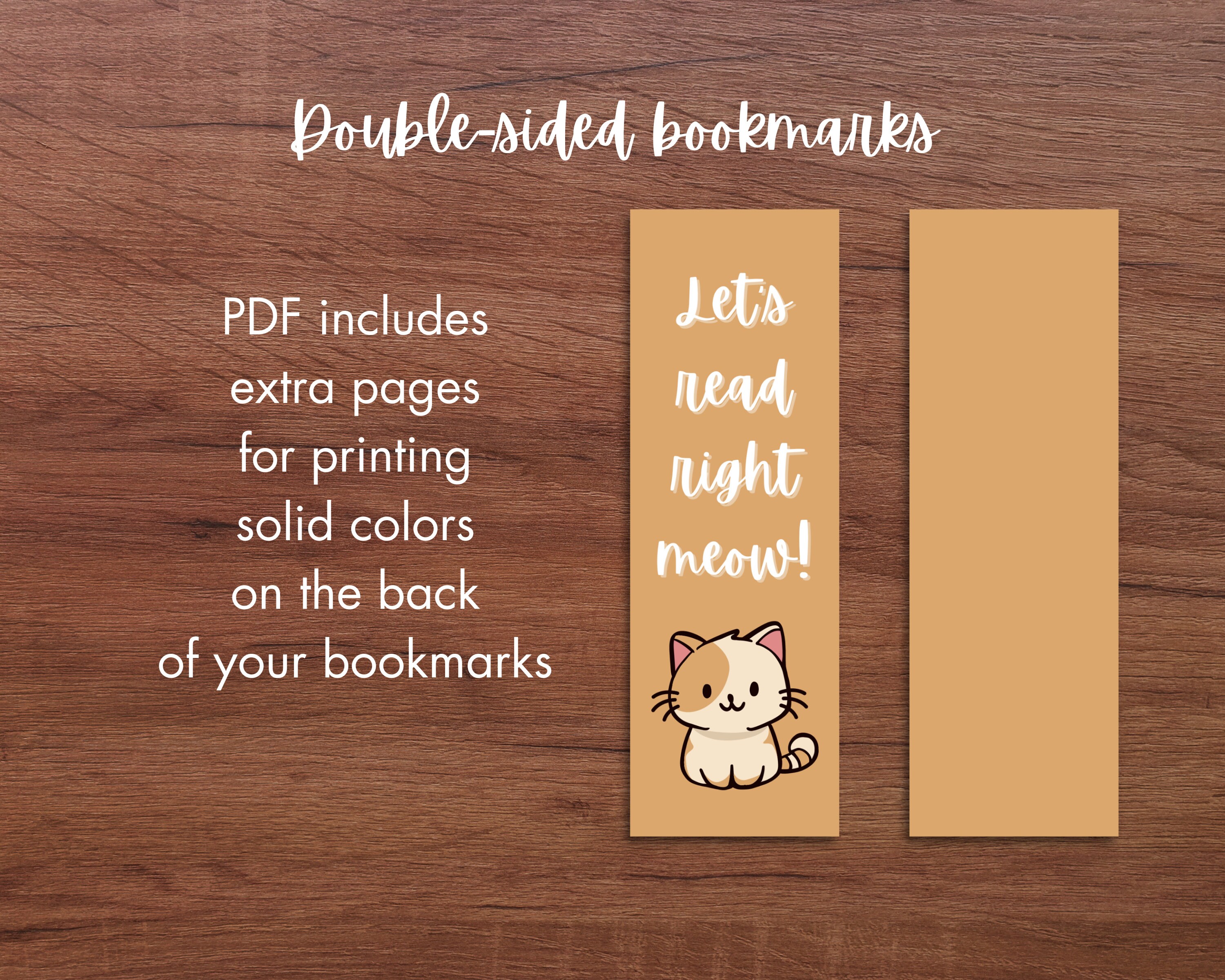 Printable Cat Bookmarks With Text, Instant Download, Set of 6 Cute Cat ...