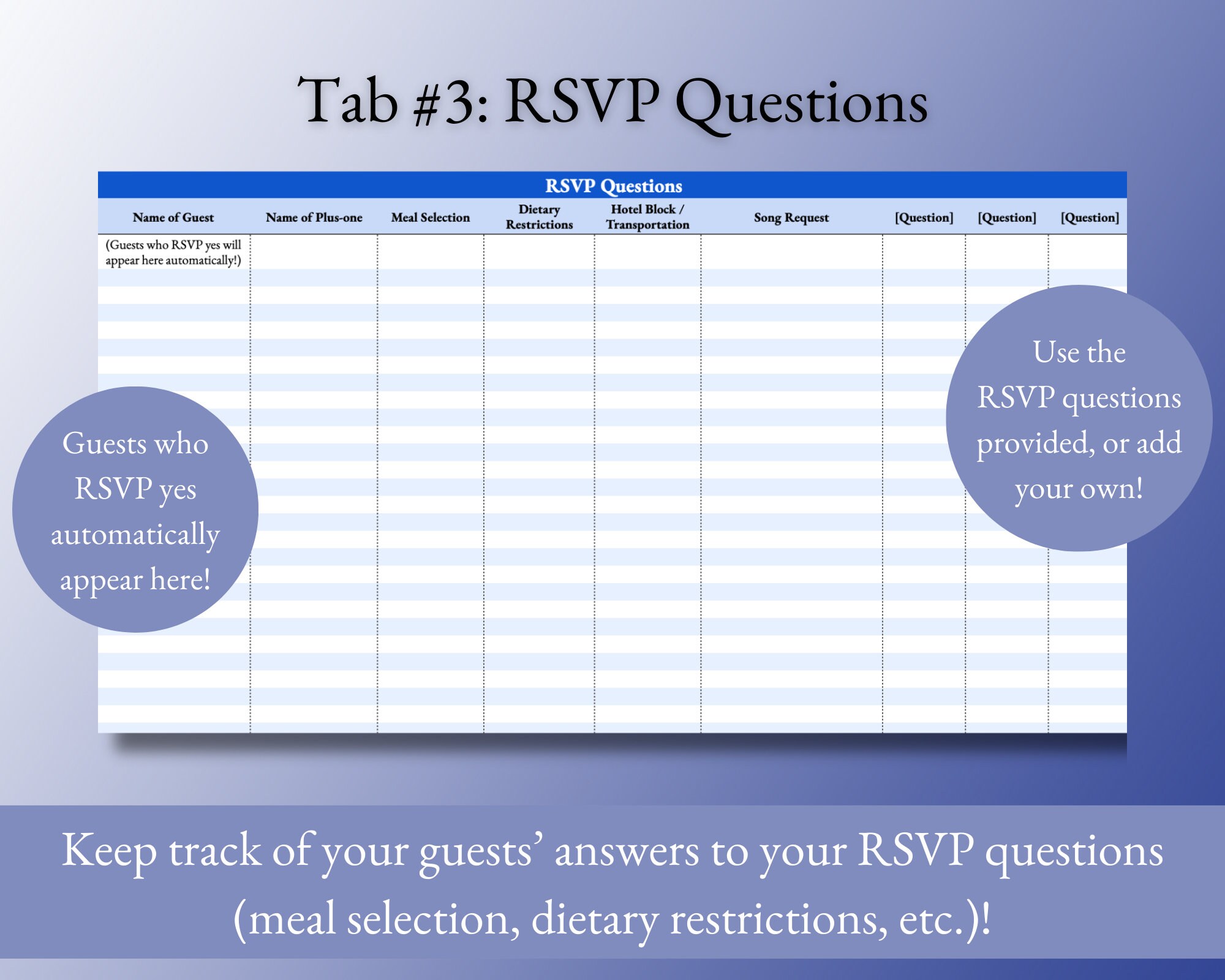 Wedding Guest List and RSVP Tracker for Google Sheets, Easy-to-use ...