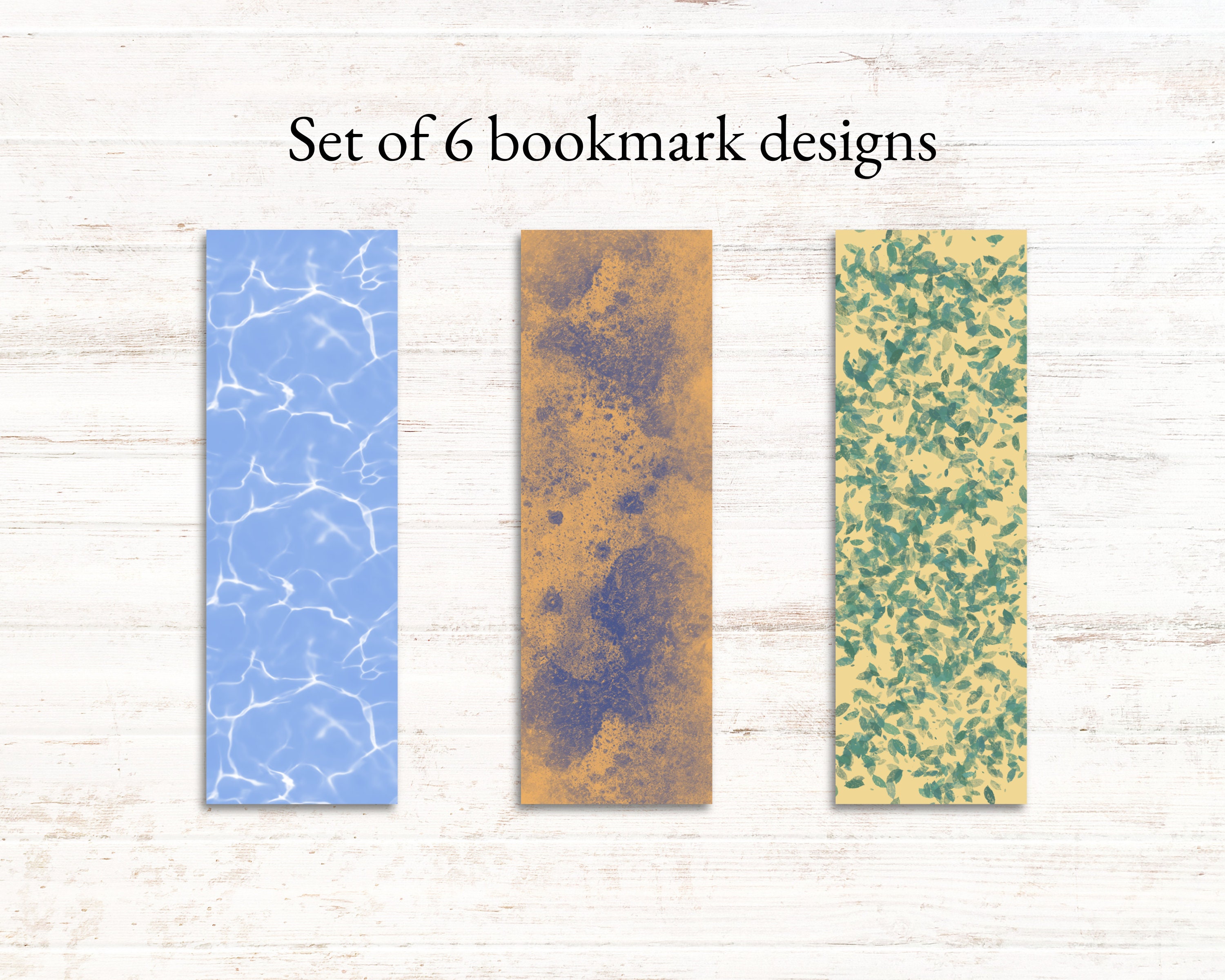 Printable Abstract Bookmarks, Instant Download, Set of 6 Original ...