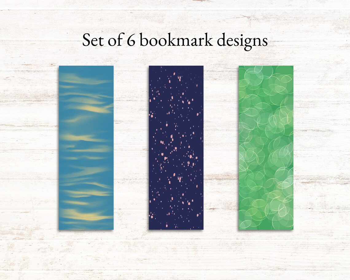 Printable Abstract Bookmarks, Instant Download, Set of 6 Original ...