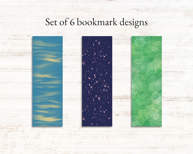 Printable Abstract Bookmarks, Instant Download, Set of 6 Original ...