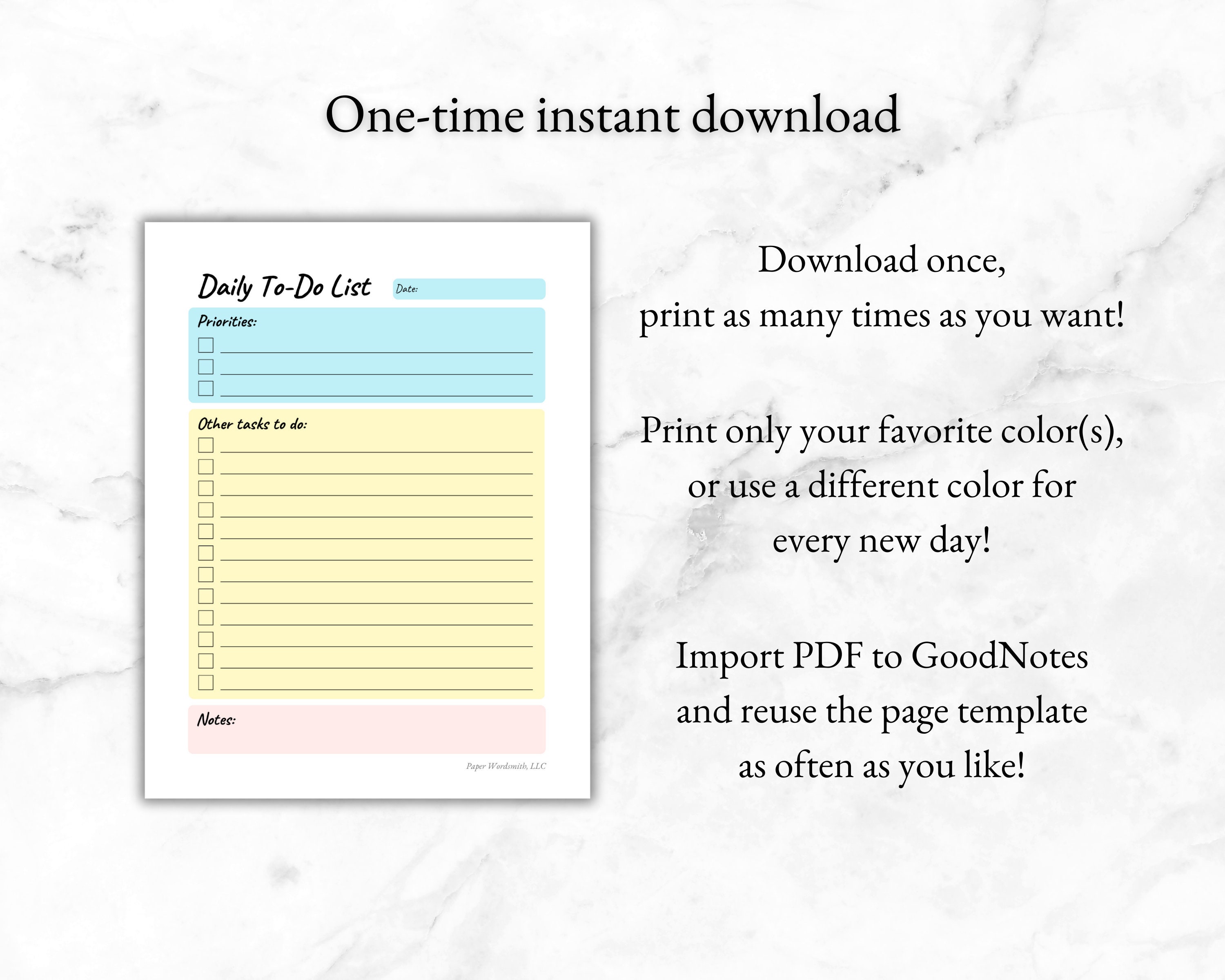 Printable Daily To-do List Template Instant Download Productivity ...