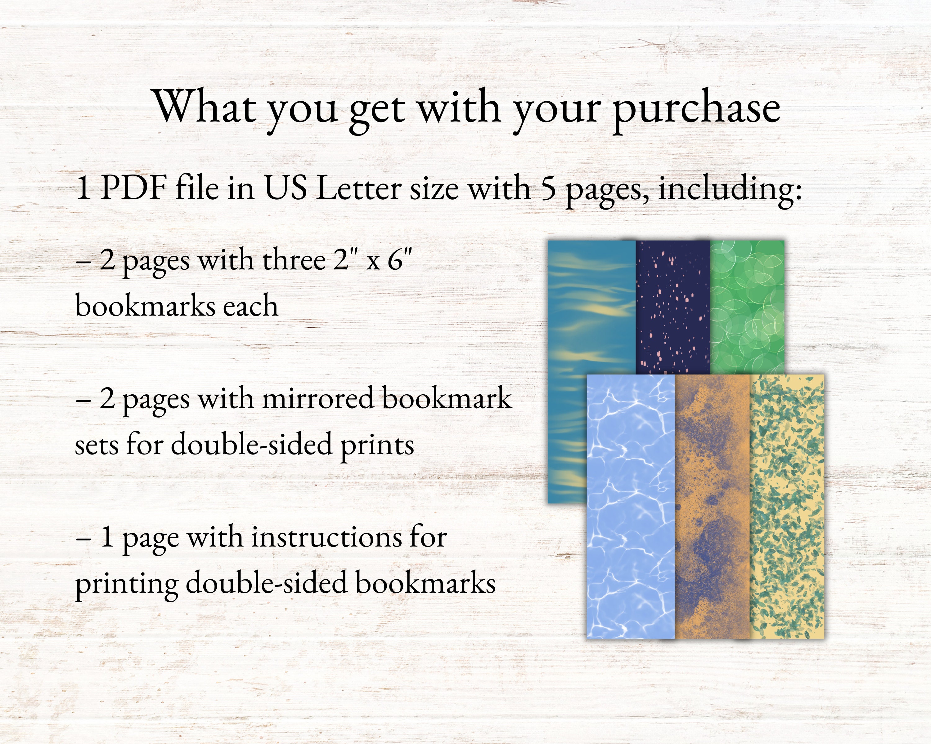 Printable Abstract Bookmarks, Instant Download, Set of 6 Original ...