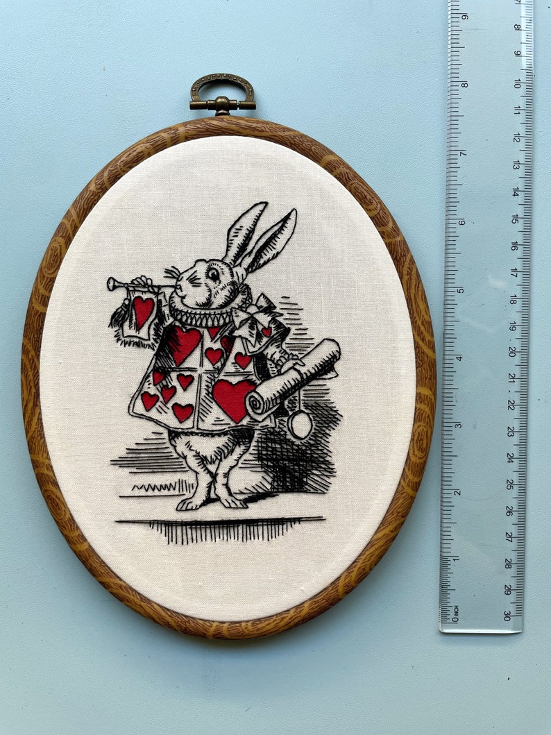 White Rabbit • Alice's Adventures in Wonderland • Hand Embroidered Hoop ...