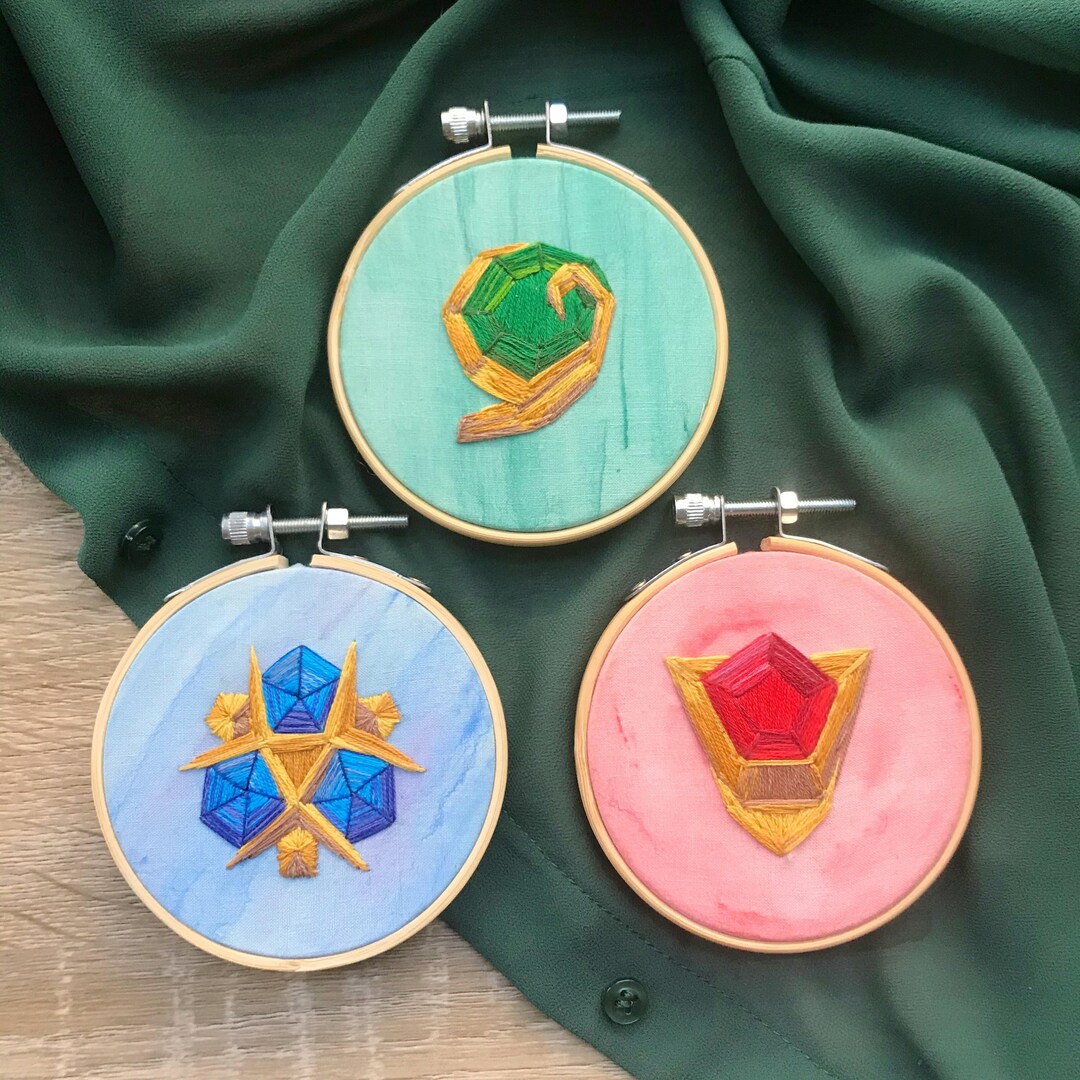 Legend of Zelda Ocarina of Time Spiritual Stones • Embroidered Set of 3 ...