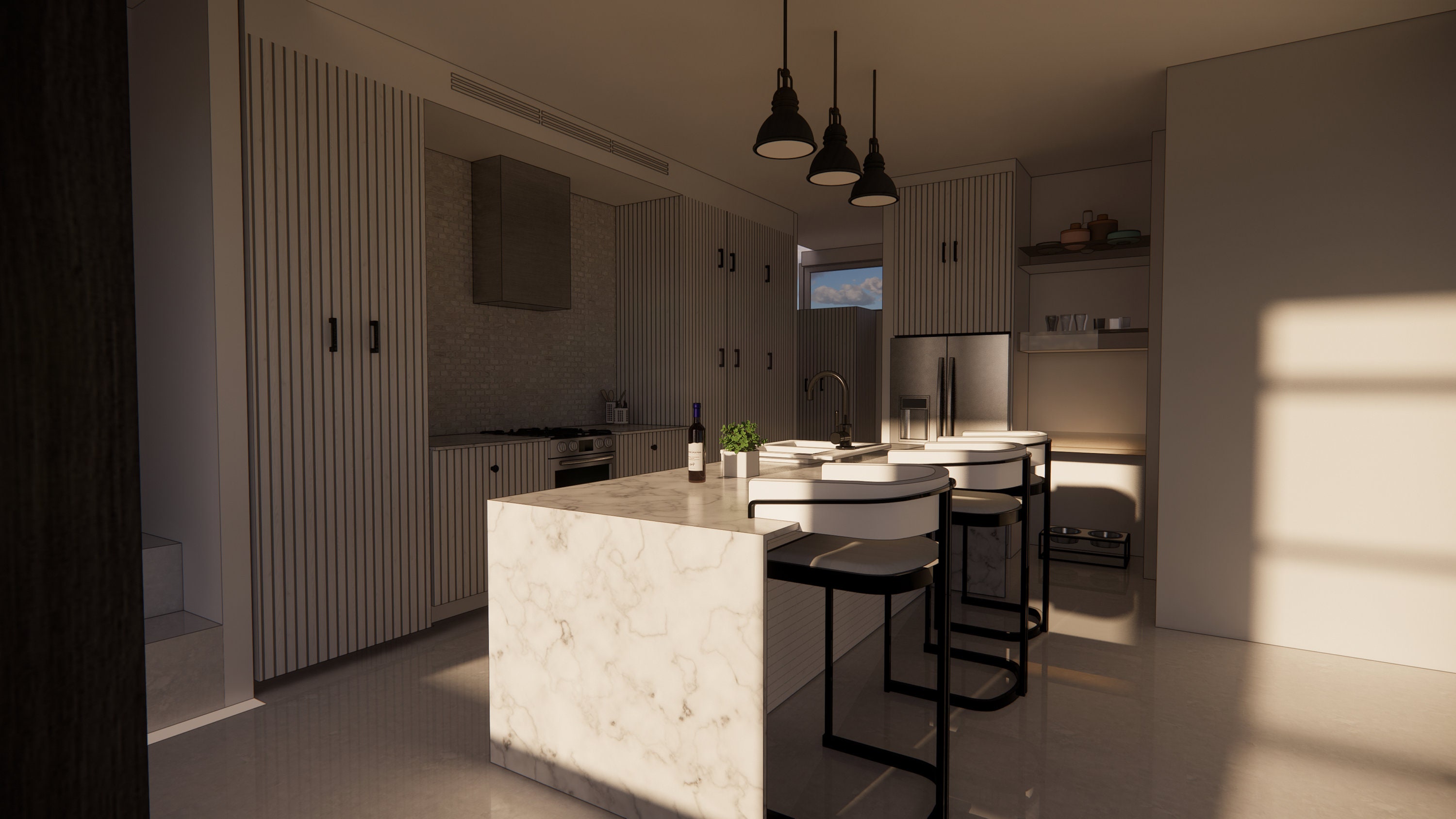 Kitchen Render, Kitchen 3d Drawing, Kitchen Architectural Drawing - Etsy