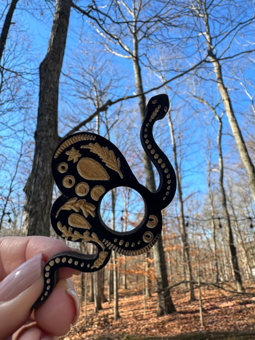 Snake Serpent Wooden Ball Stand Laser Carved Wood Crystal Sphere Holder ...