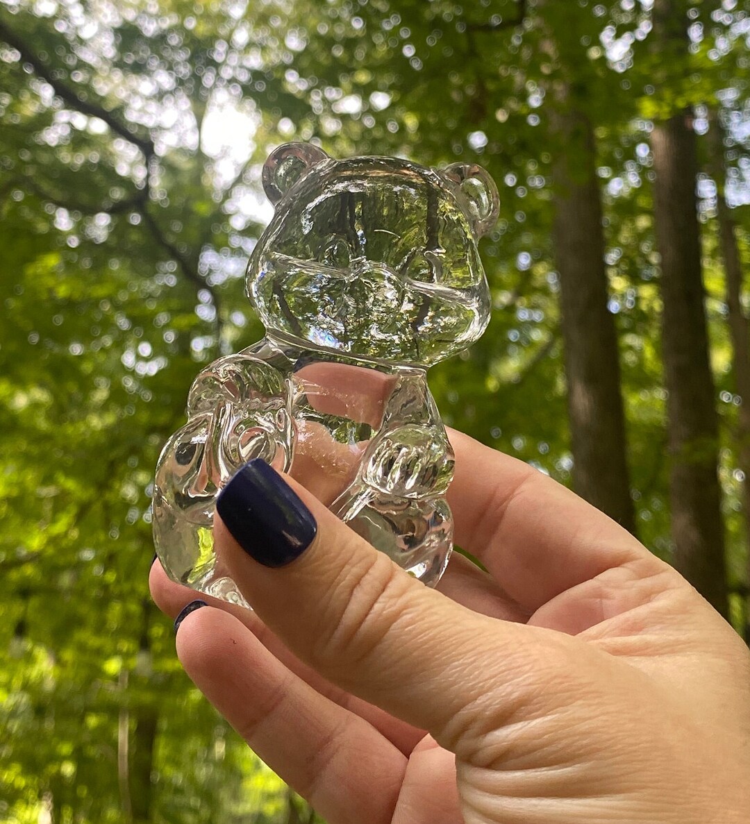 Fenton Glass Teddy Bear Figurine Art Glass Solid Clear Transparent ...
