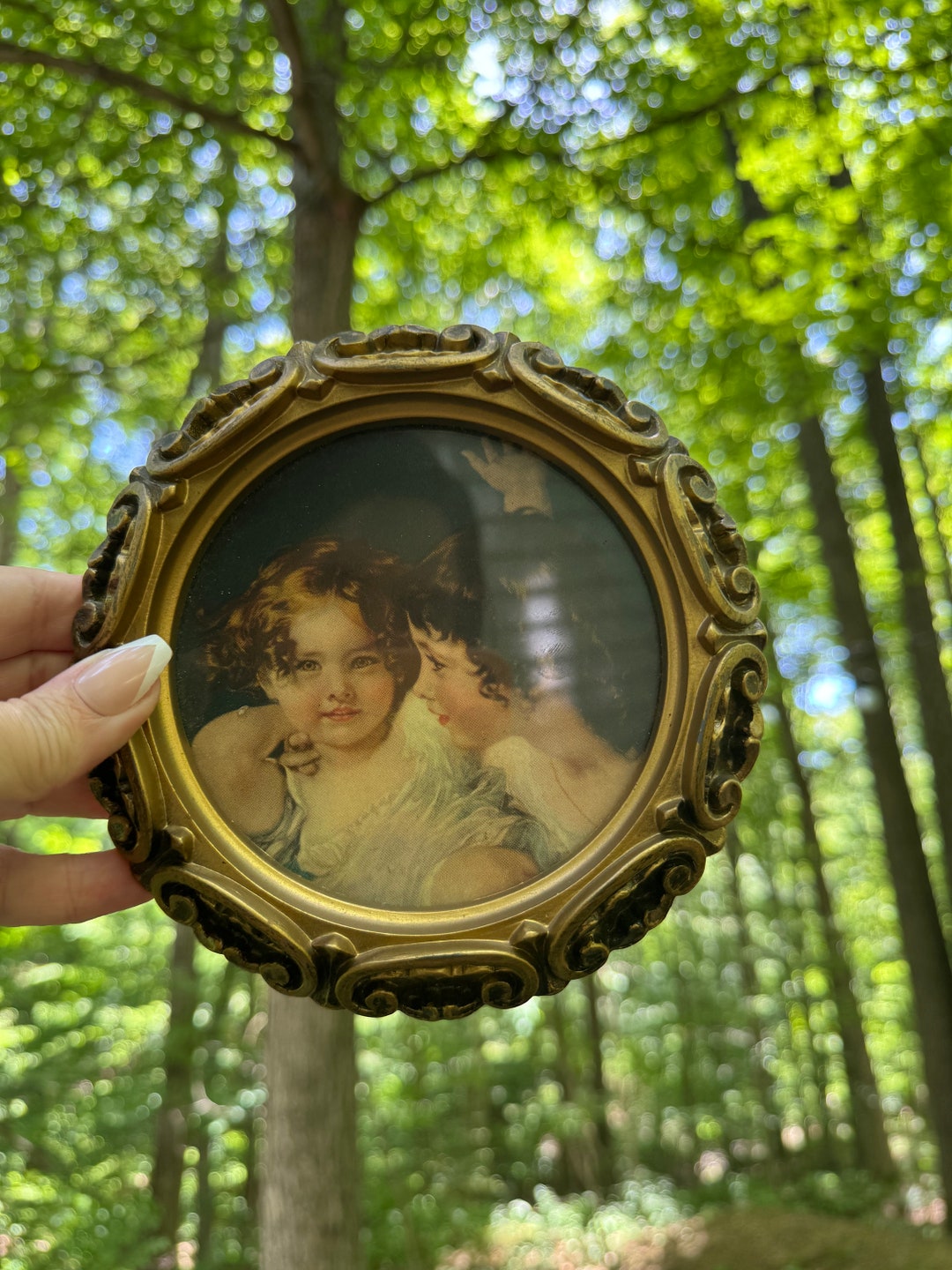 Cadre rond rond imprimé Sir Thomas Lawrence The Calmady Children Doré ...