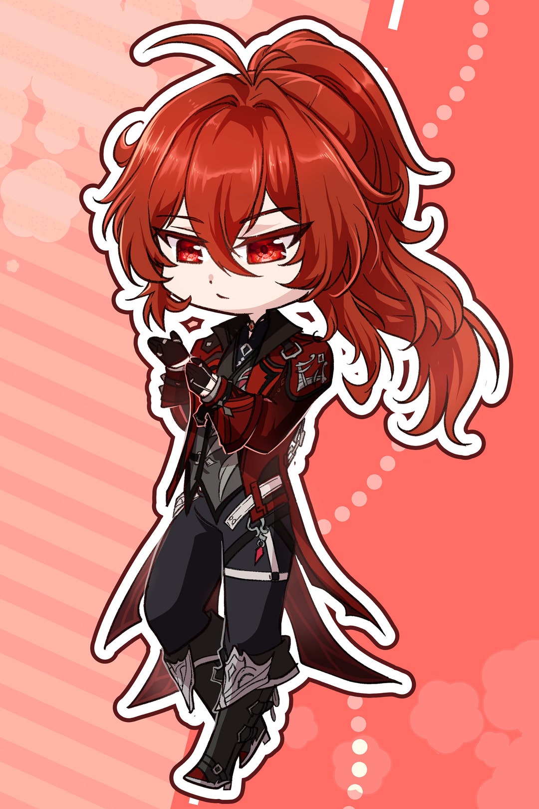 Diluc Chibi Postcard Print - Genshin Impact - Etsy