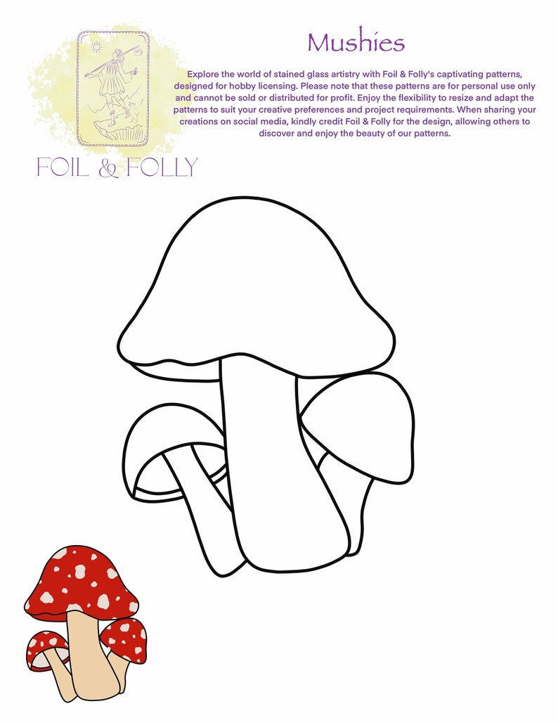 Mushies Stained Glass Pattern - PDF Digital Download - Etsy