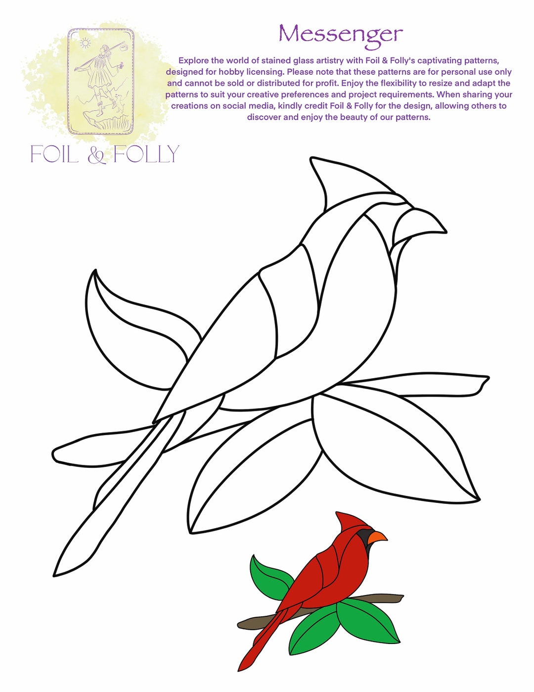 Messenger Stained Glass Pattern - PDF Digital Download - Etsy