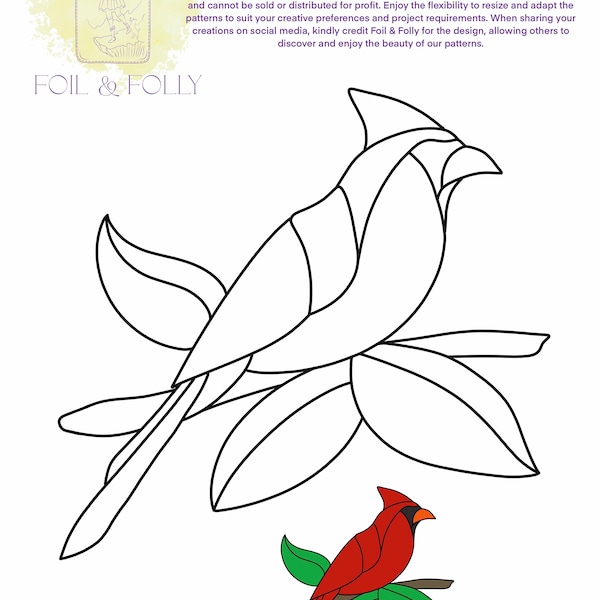 Stained Glass Cardinal Pattern - Etsy