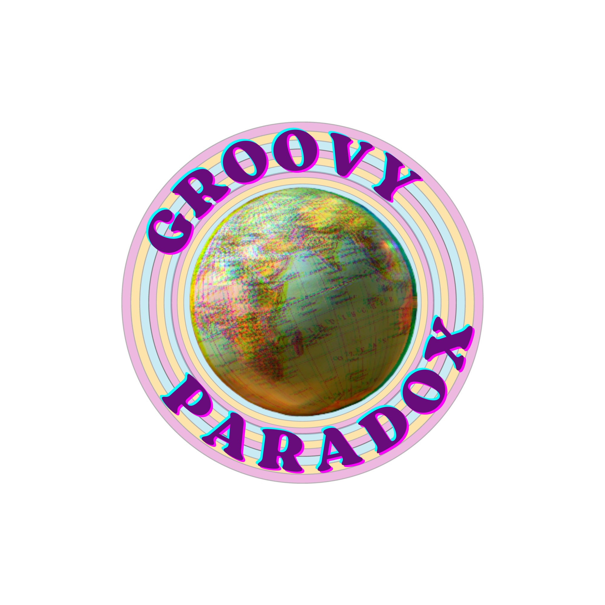 Earth and Rainbows Logo Sticker by Groovy Paradox - Eco-friendly Vinyl ...