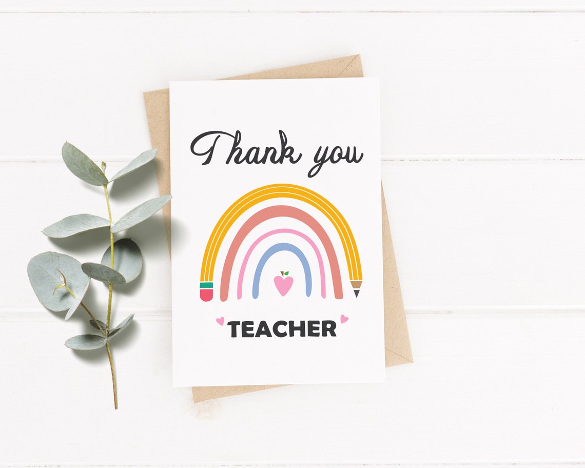 Thank You Teacher Digital Printable Card, Printable Card, Digital ...