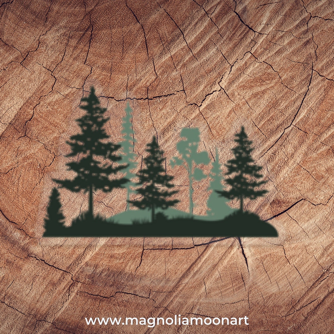 Forest Trees Silhouette Vinyl Sticker Nature Lover Outdoors Sticker ...