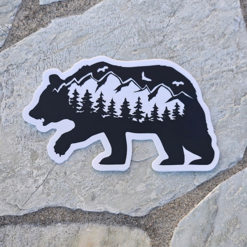 Mountain Bear Vinyl Sticker | Bear Sticker | Bear Decal | Grizzly Bear ...