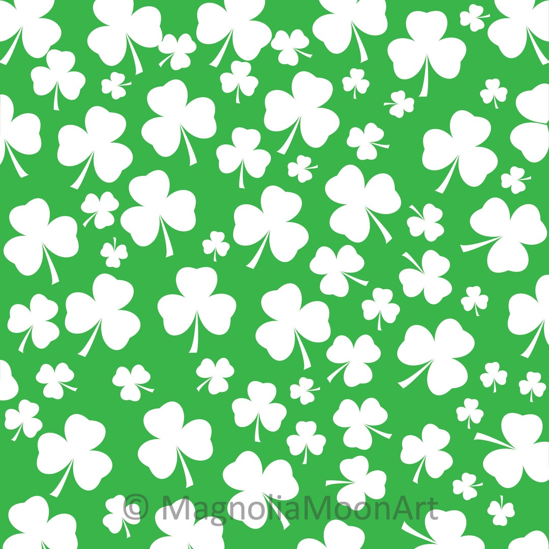 St. Patrick's Day Digital Paper, Shamrock Pattern, Background ...