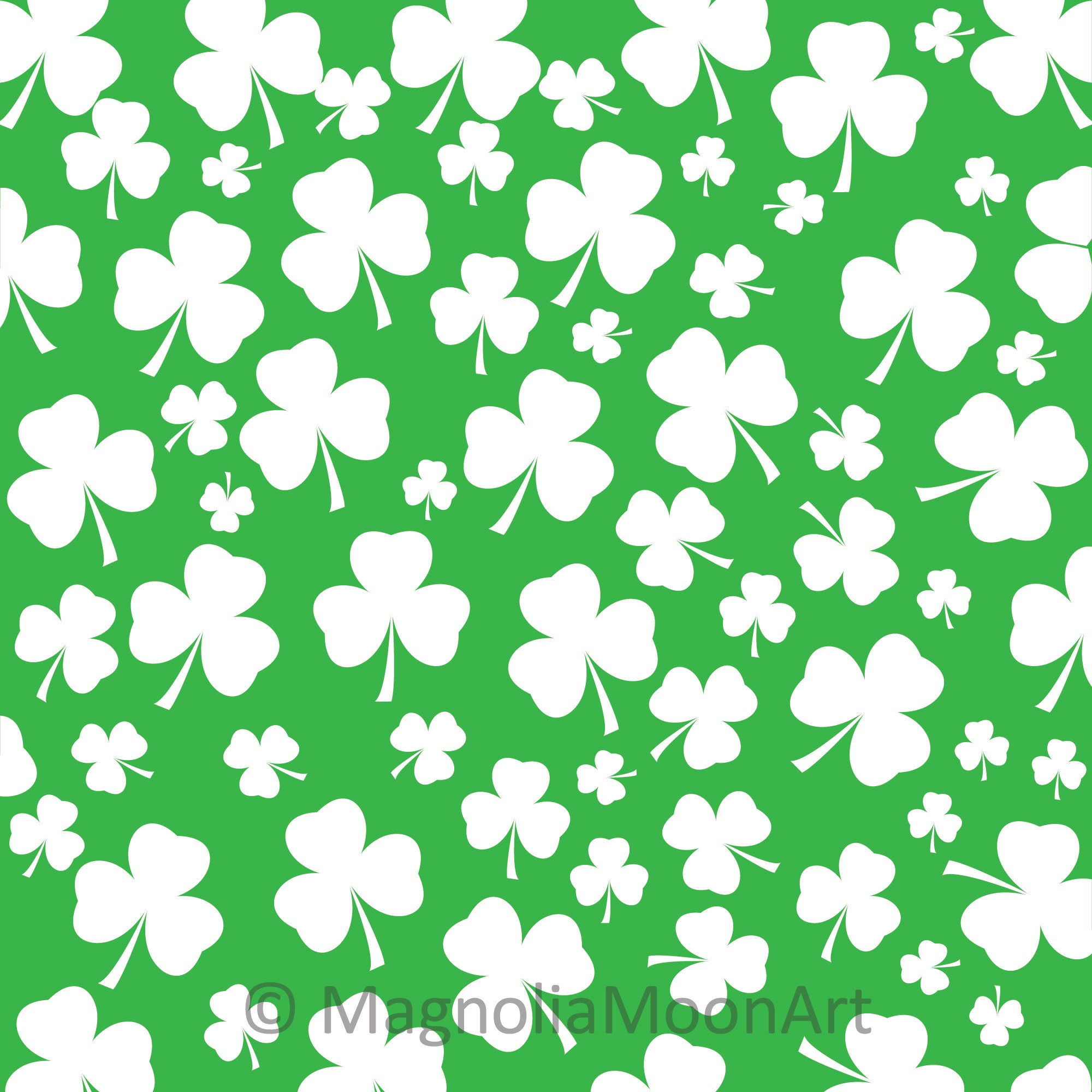St. Patrick's Day Digital Paper, Shamrock Pattern, Background ...