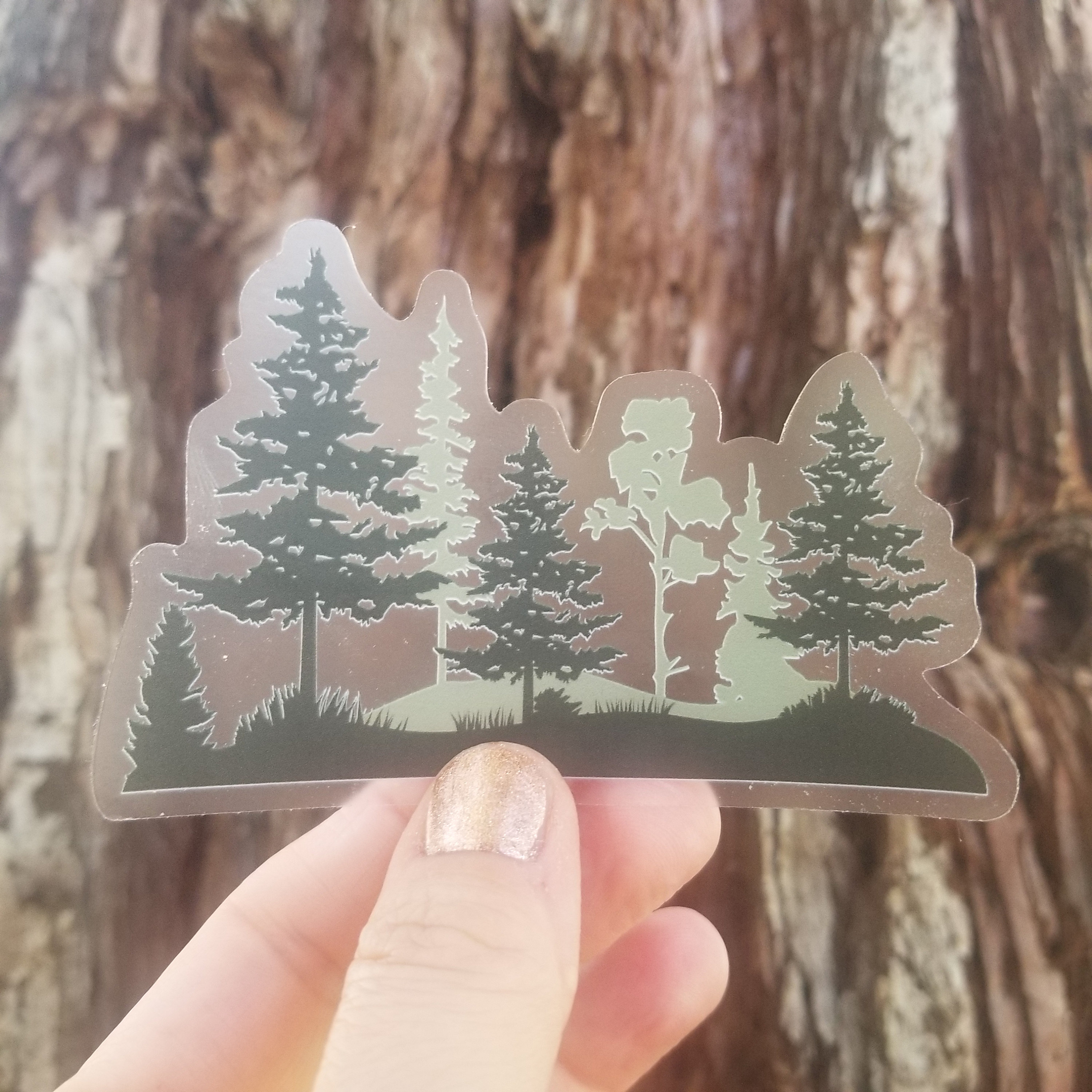 Forest Trees Silhouette Vinyl Sticker | Nature Lover | Outdoors Sticker ...