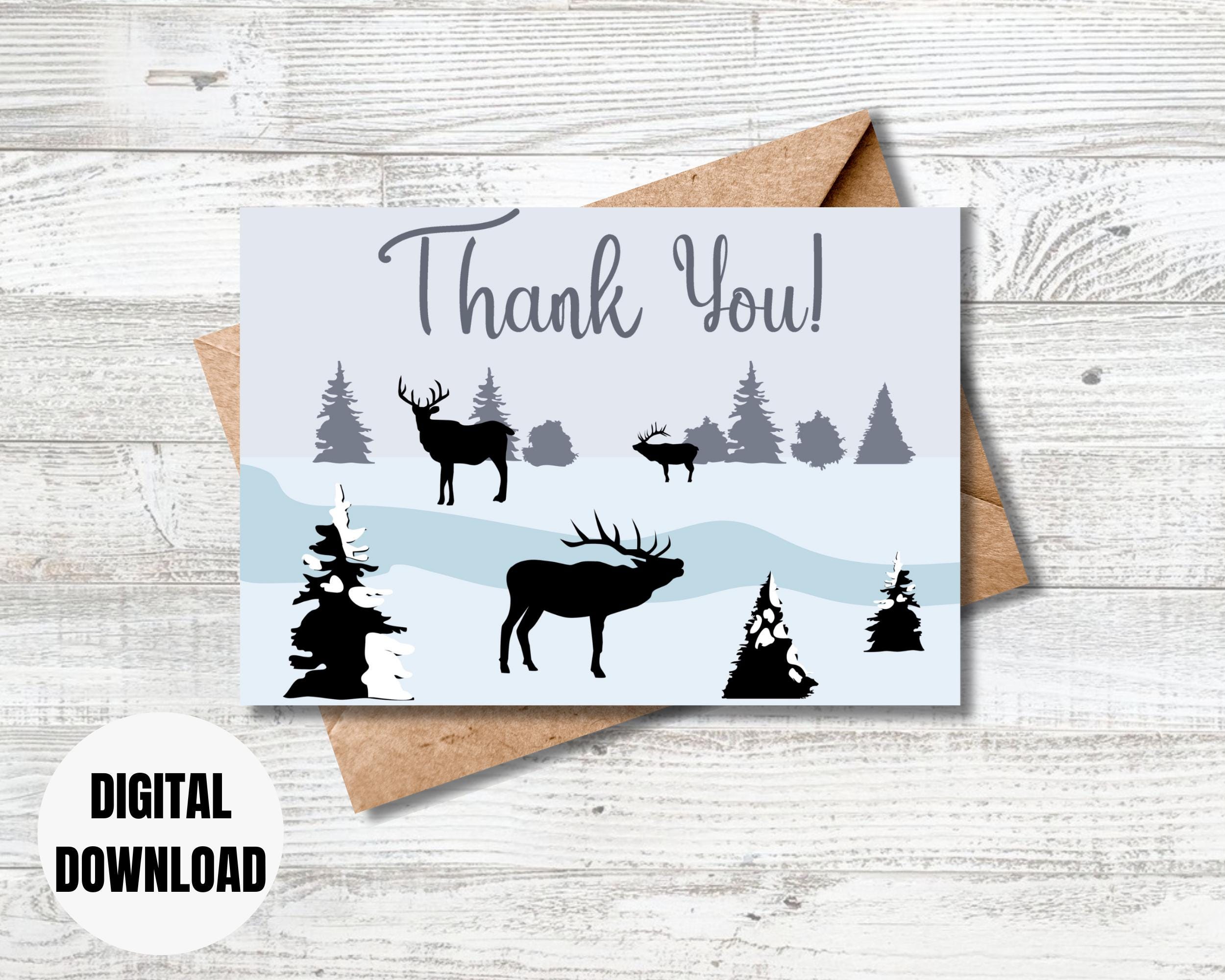 Forest Scene Thank You Card, Instant Download, Deer and Forest Prints ...