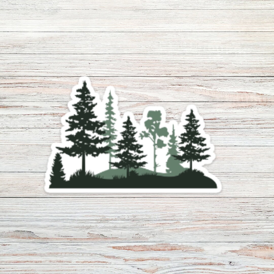 Forest Trees Silhouette Vinyl Sticker | Nature Lover | Outdoors Sticker ...