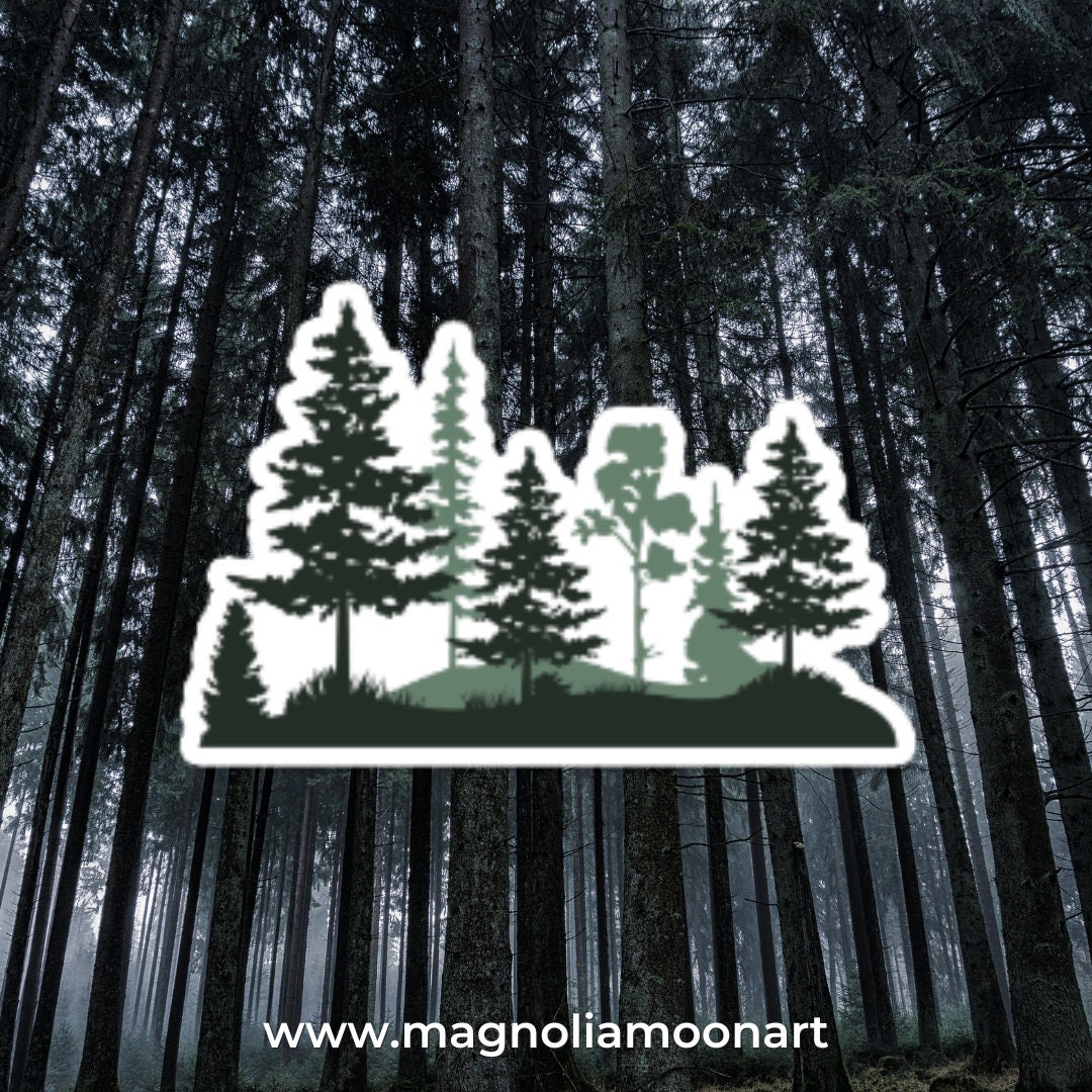 Forest Trees Silhouette Vinyl Sticker Nature Lover Outdoors Sticker ...