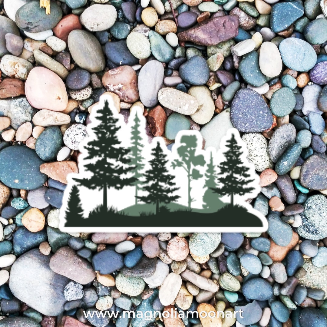 Forest Trees Silhouette Vinyl Sticker | Nature Lover | Outdoors Sticker ...