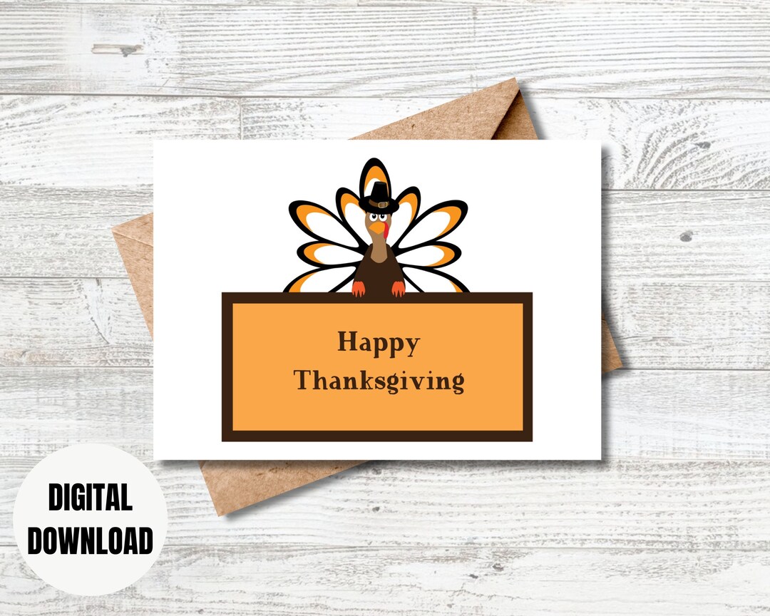 Happy Thanksgiving Digital Printable Card, Printable Card, Digital ...