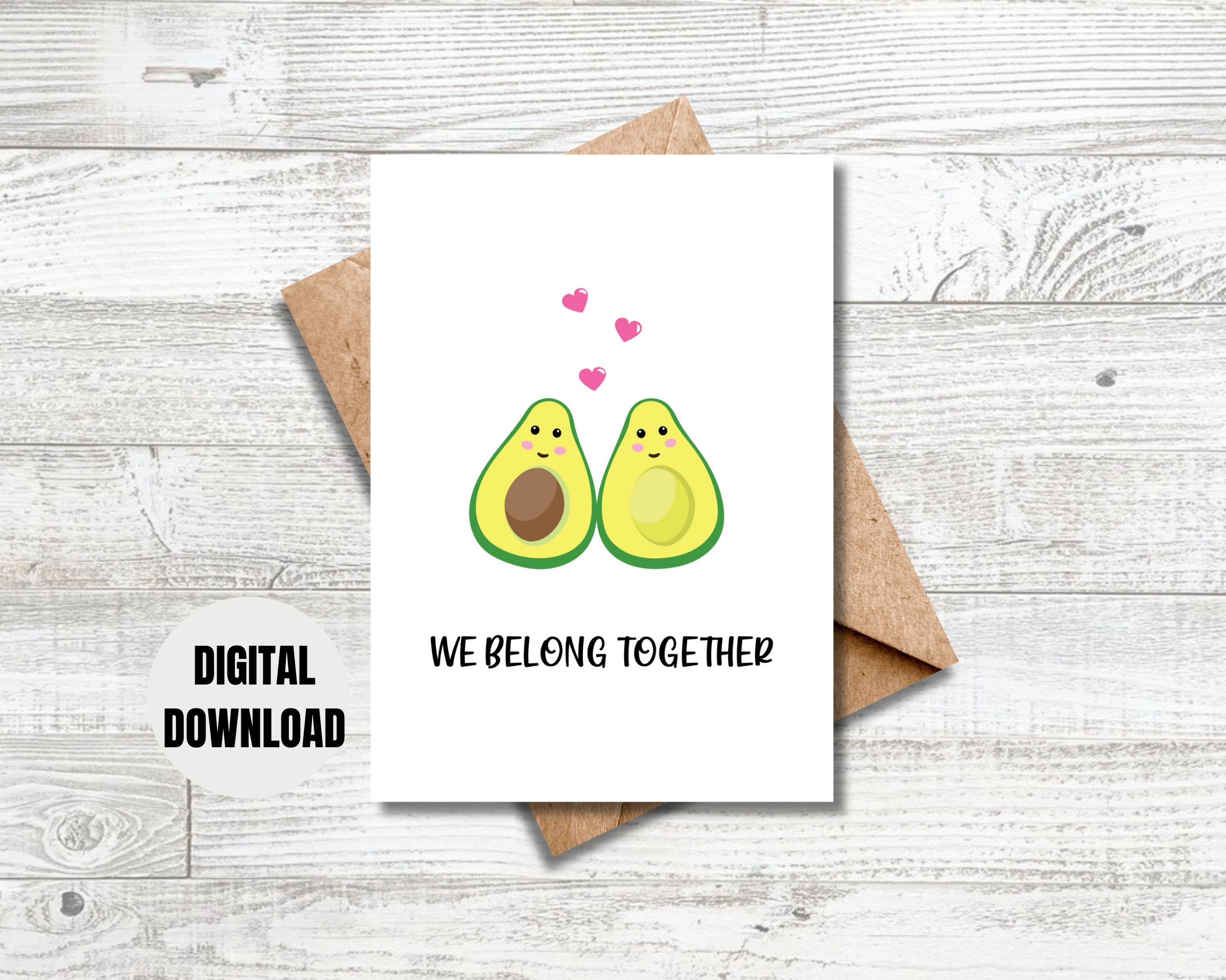 Anniversary Digital Printable Card With Avocados, Digital Download Card ...