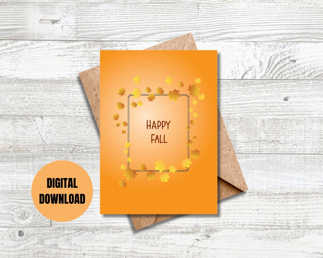 Happy Fall Digital Printable Card, Printable Card, Digital Download ...
