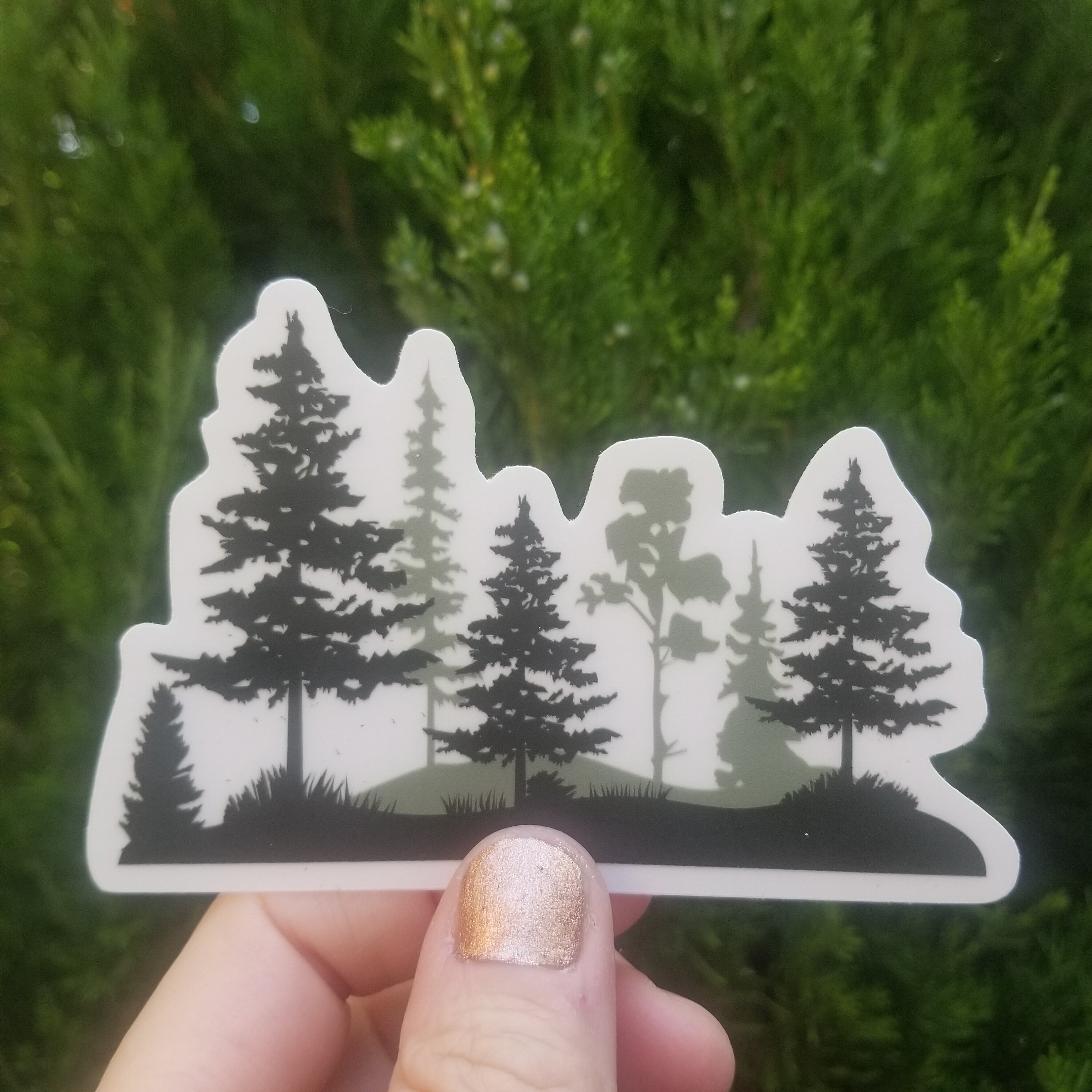 Forest Trees Silhouette Vinyl Sticker | Nature Lover | Outdoors Sticker ...