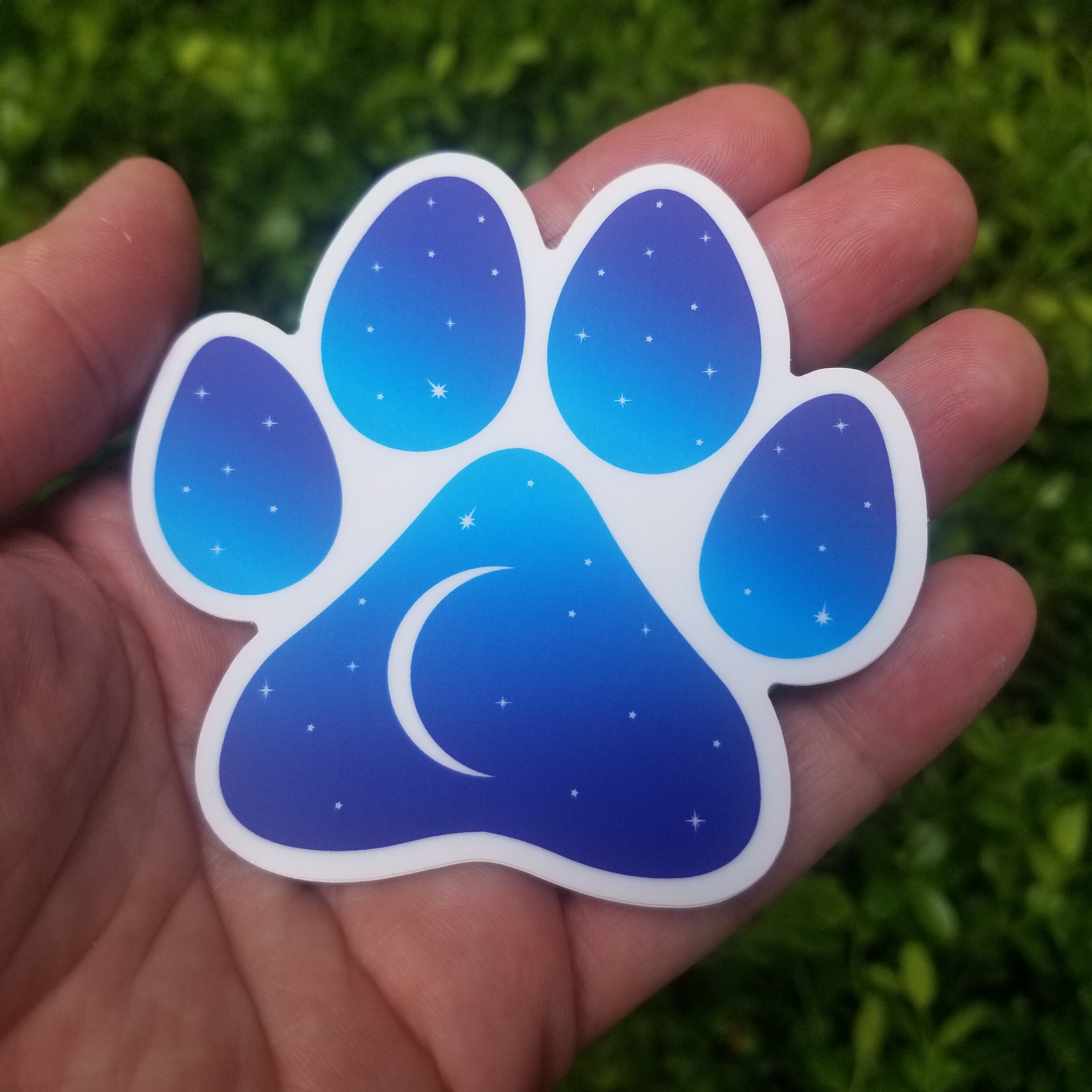 Moon and Stars Waterproof Paw Sticker - Starry Night Vinyl Decal for ...