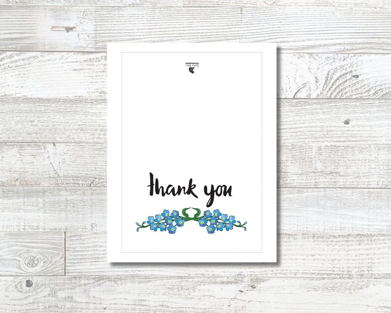Forget Me Not Floral Thank You Card (digital Download) - Etsy