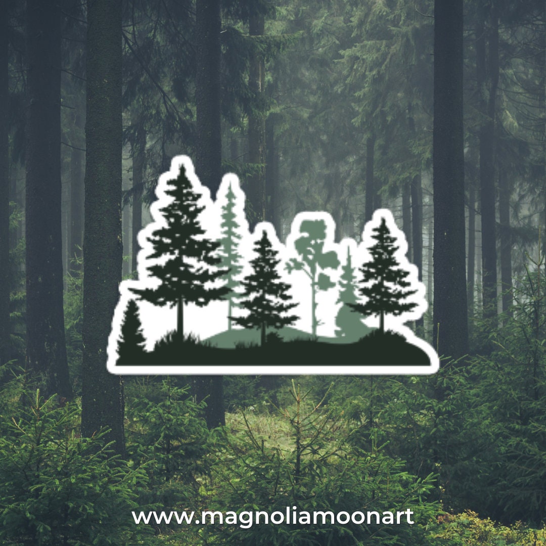 Forest Trees Silhouette Vinyl Sticker | Nature Lover | Outdoors Sticker ...