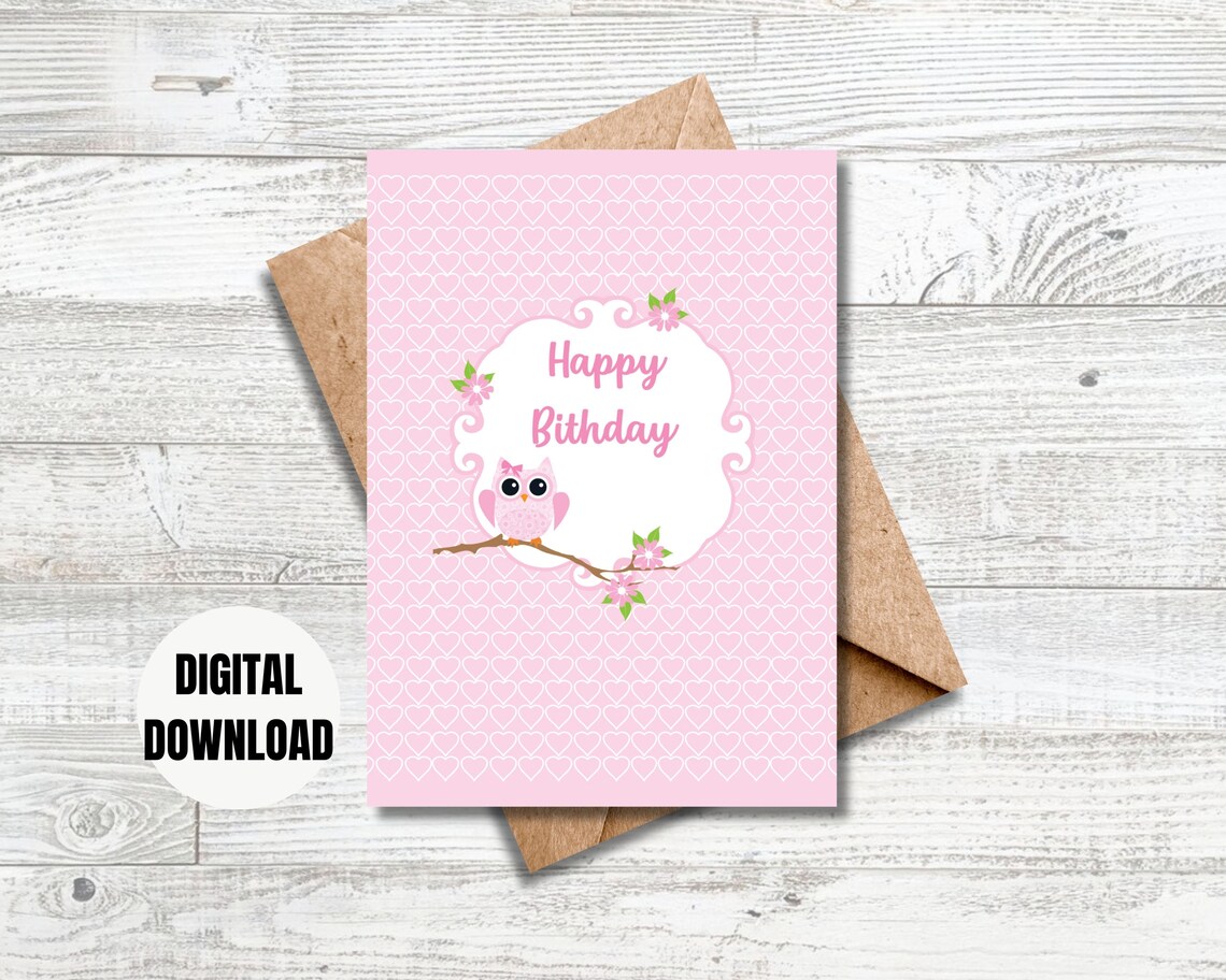 Happy Birthday Digital Printable Card, Printable Card, Digital Download ...