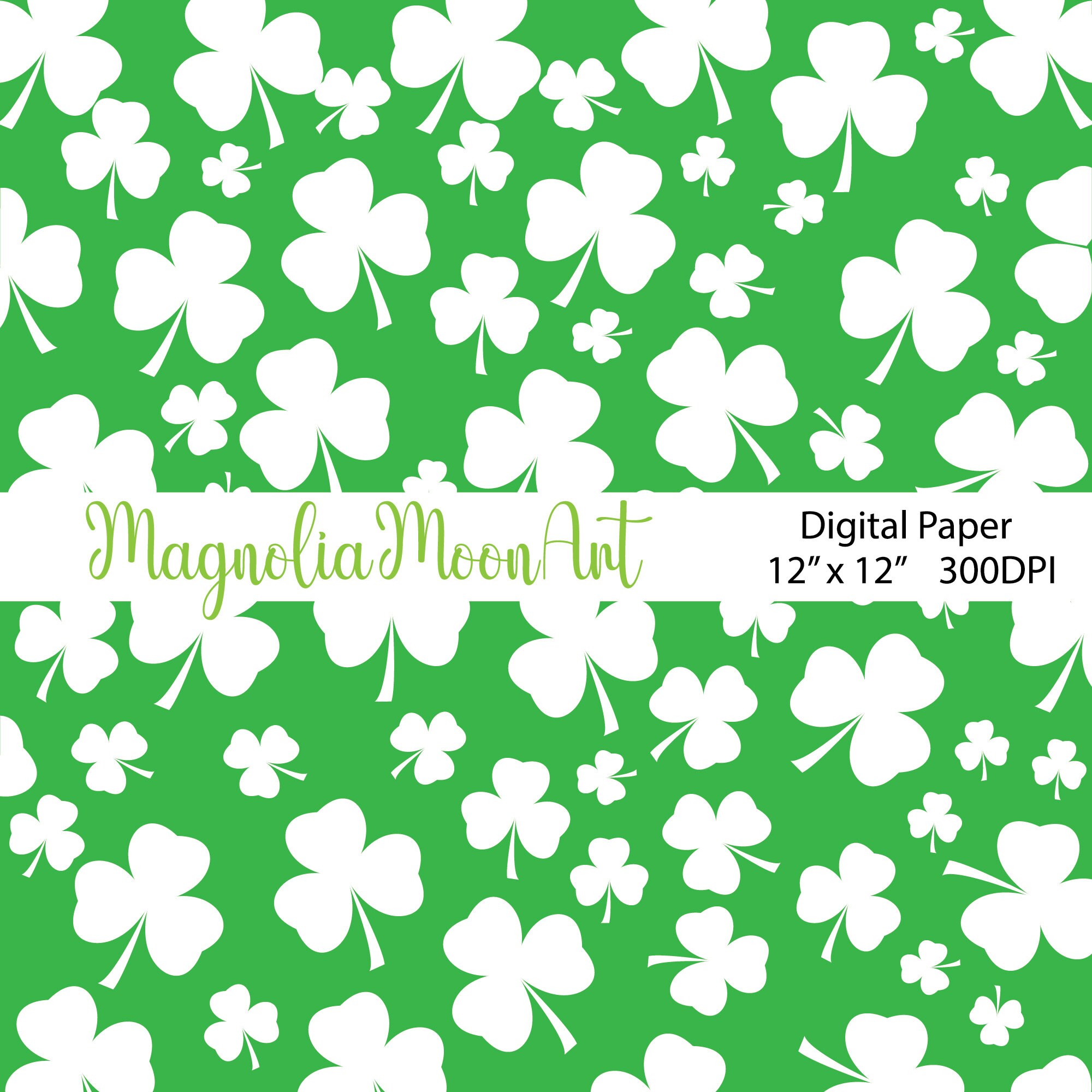 St. Patrick's Day Digital Paper, Shamrock Pattern, Background ...