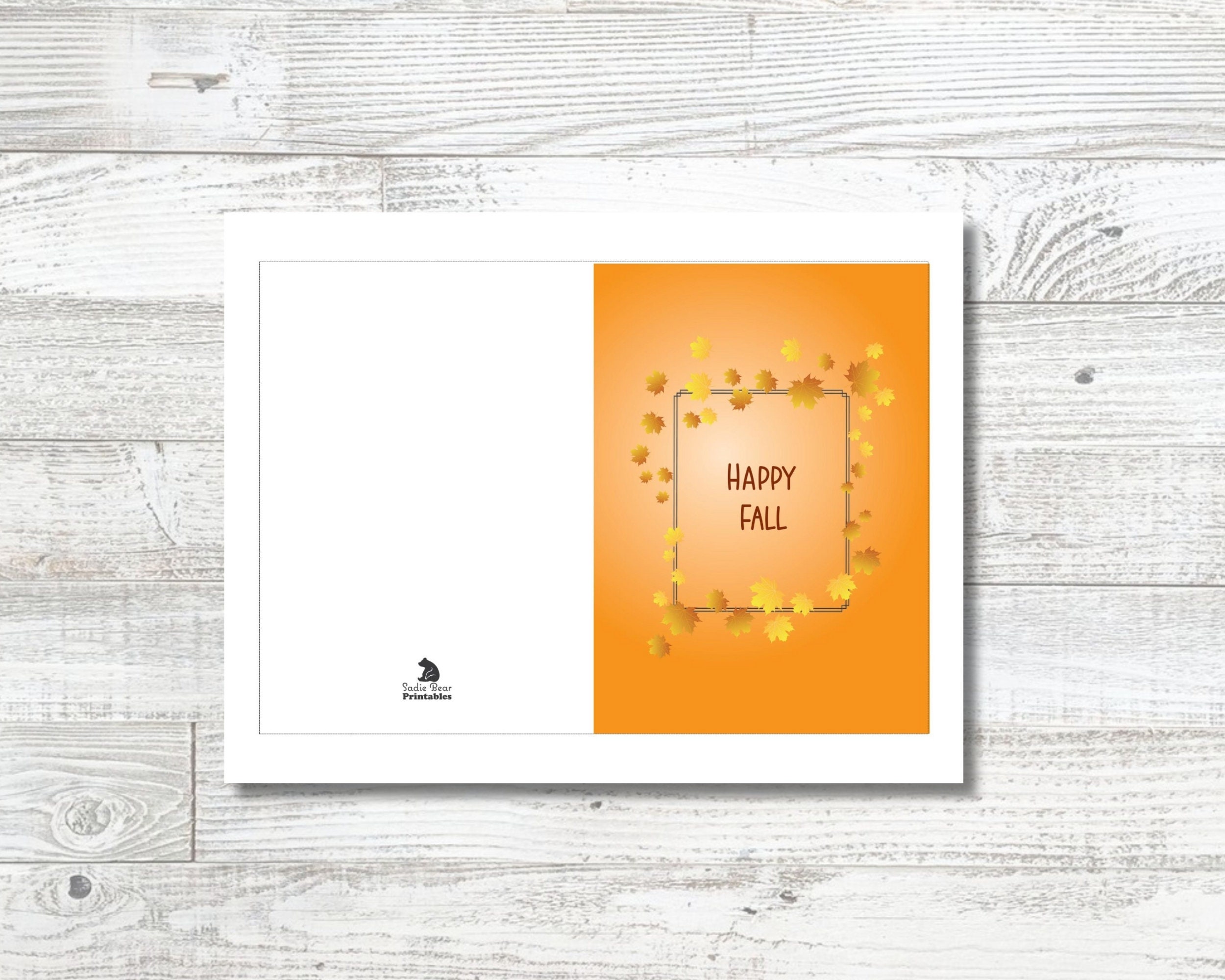 Happy Fall Digital Printable Card, Printable Card, Digital Download ...