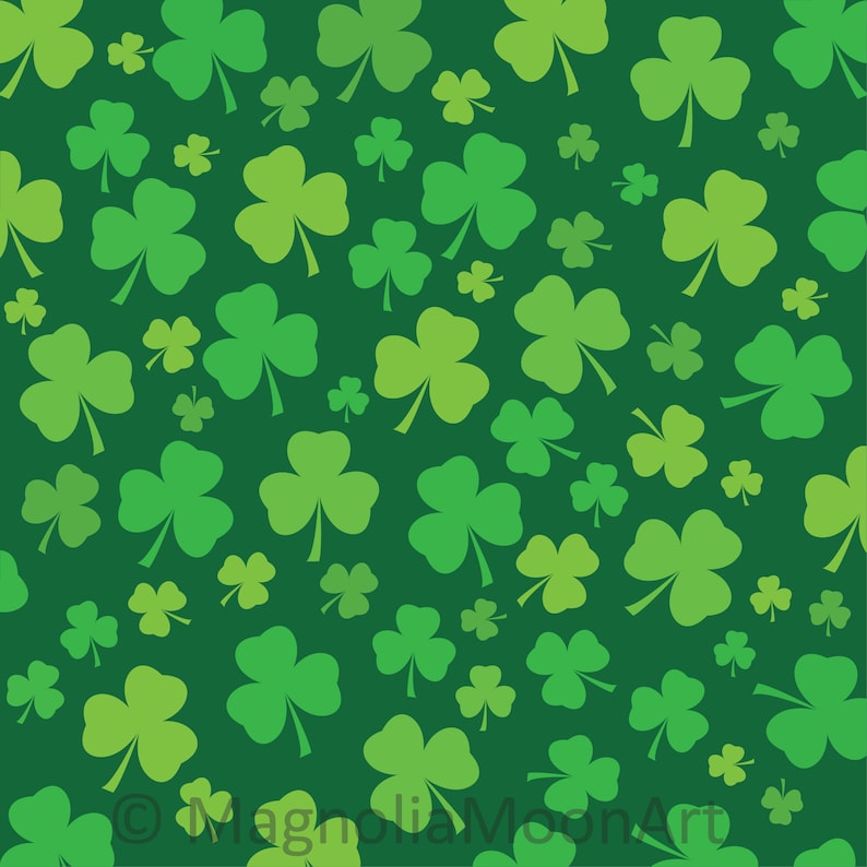 St. Patrick's Day Digital Paper, Shamrock Pattern, Background ...
