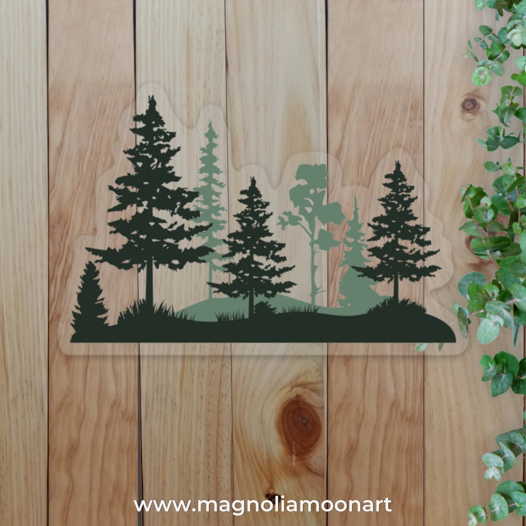 Forest Trees Silhouette Vinyl Sticker | Nature Lover | Outdoors Sticker ...