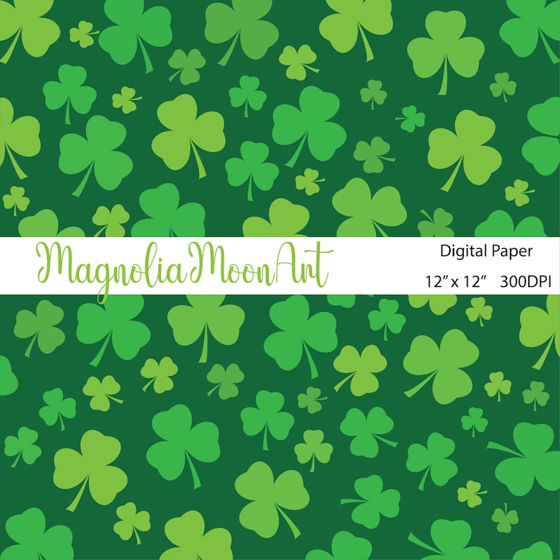St. Patrick's Day Digital Paper, Shamrock Pattern, Background ...
