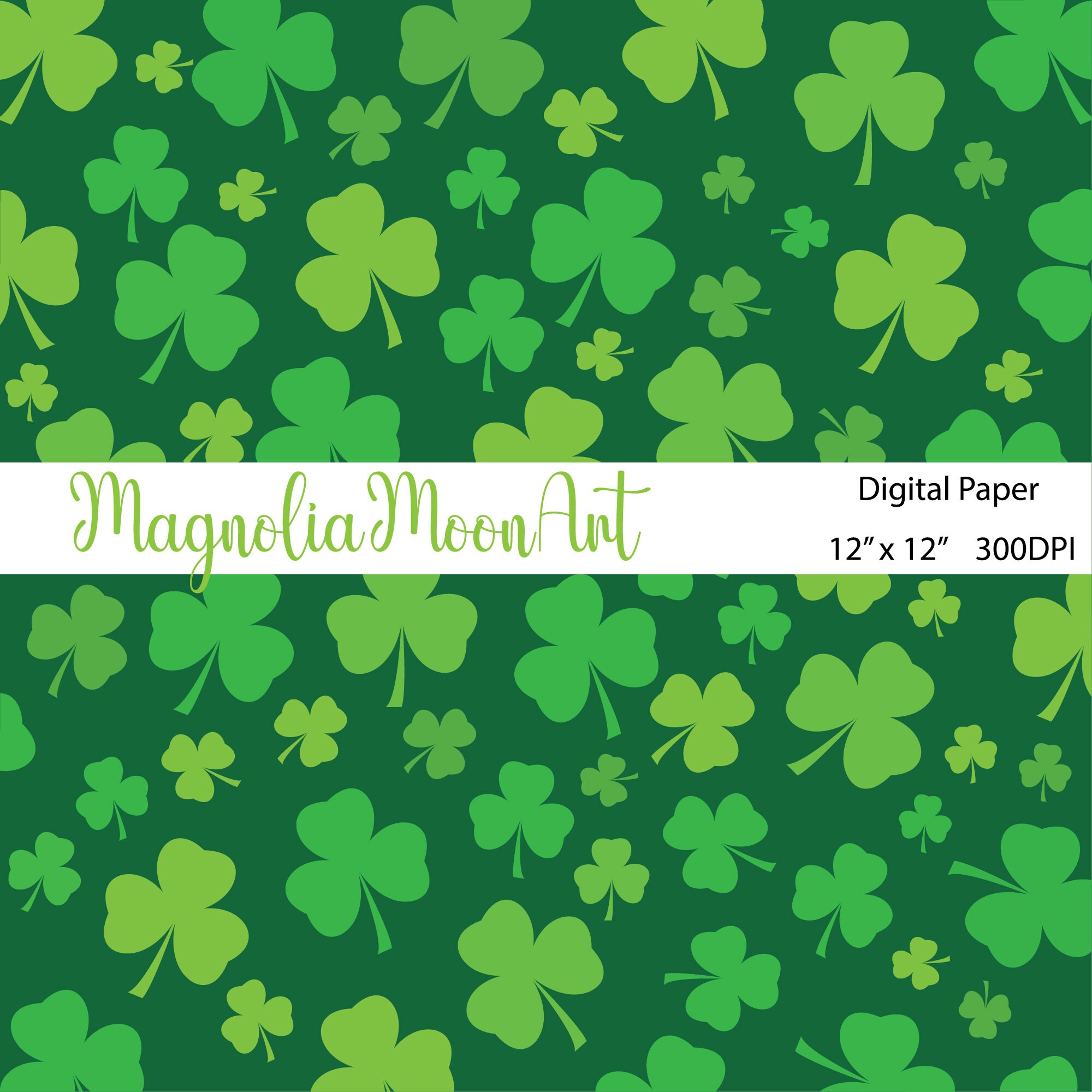 St. Patrick's Day Digital Paper, Shamrock Pattern, Background ...