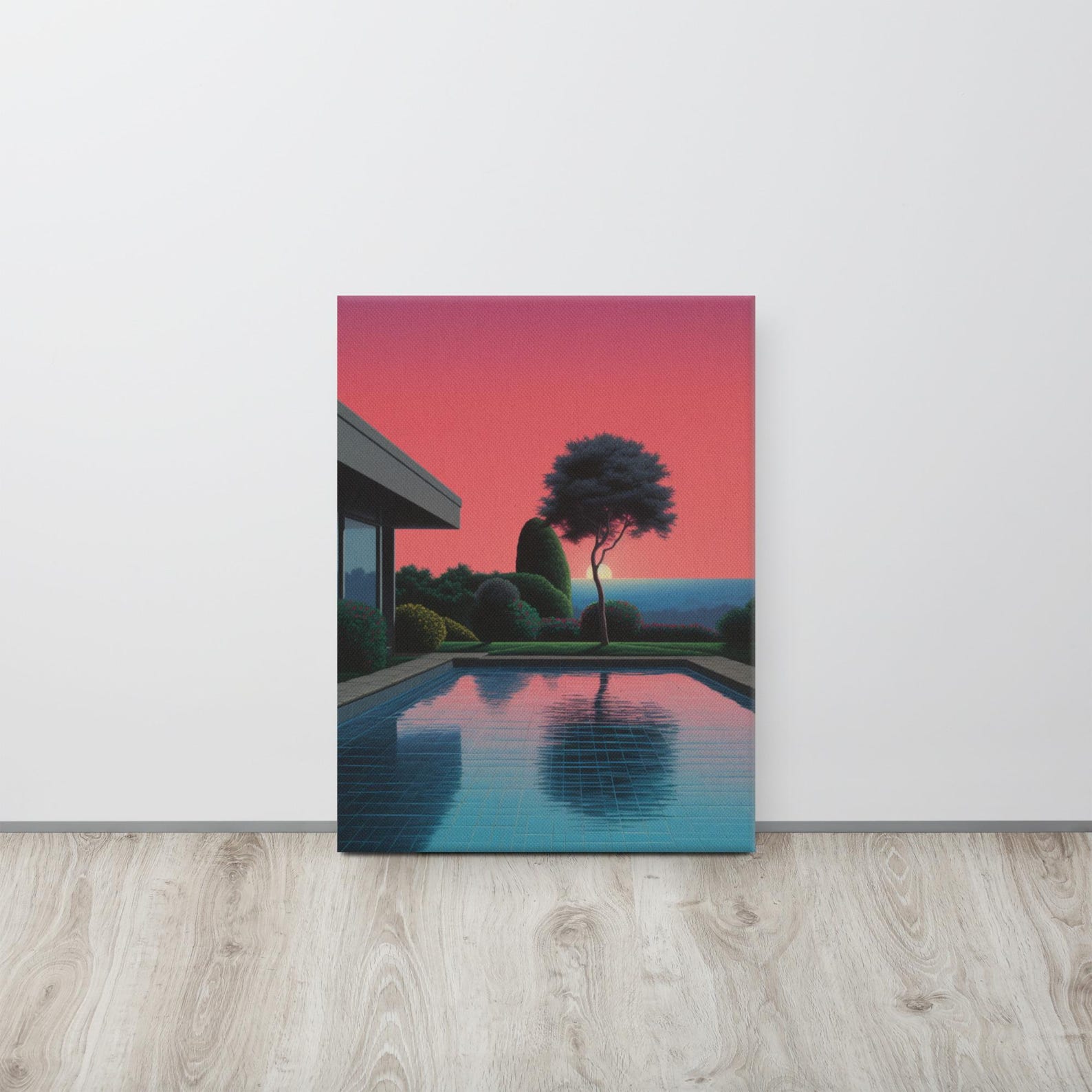 Mid-century Modern Art, Pink Sunset Wall Decor, Liminal Spaces Art ...