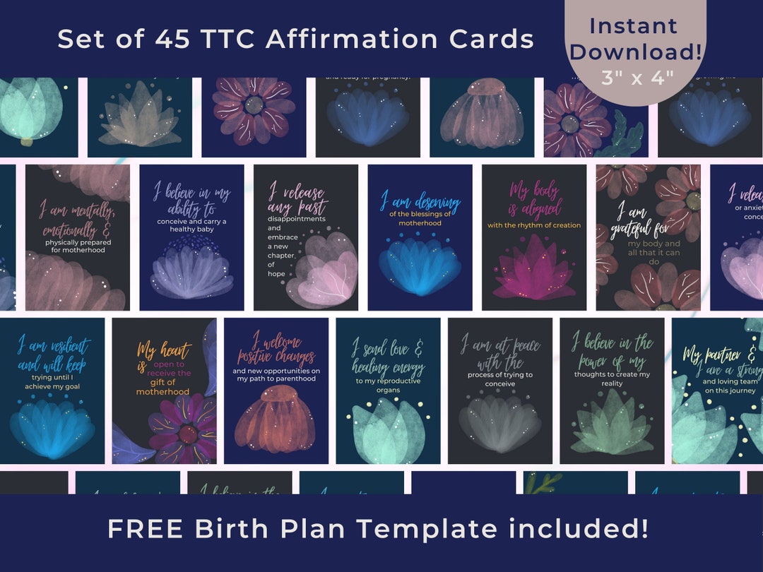 TTC Affirmation Cards, TTC Printable, 45 Affirmation Cards, TTC Journey ...