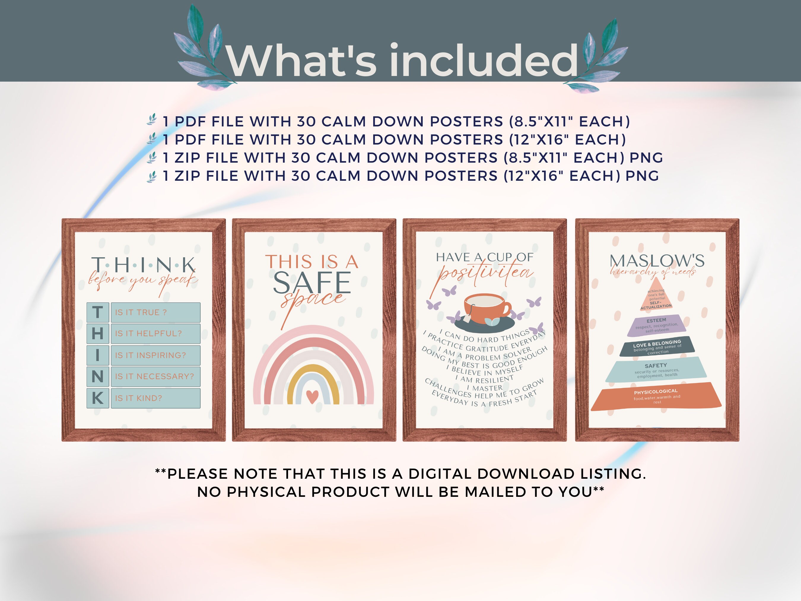 Boho Rainbow Calm Down Corner Kit, Self Regulation Charts, Preschool ...