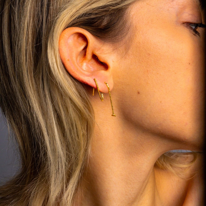 Chain Earrings for Two Holes - Etsy