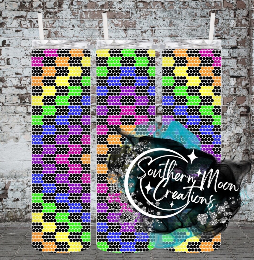 Neon Checker 4MM/ SS16 Rhinestone Tumbler Template - Etsy