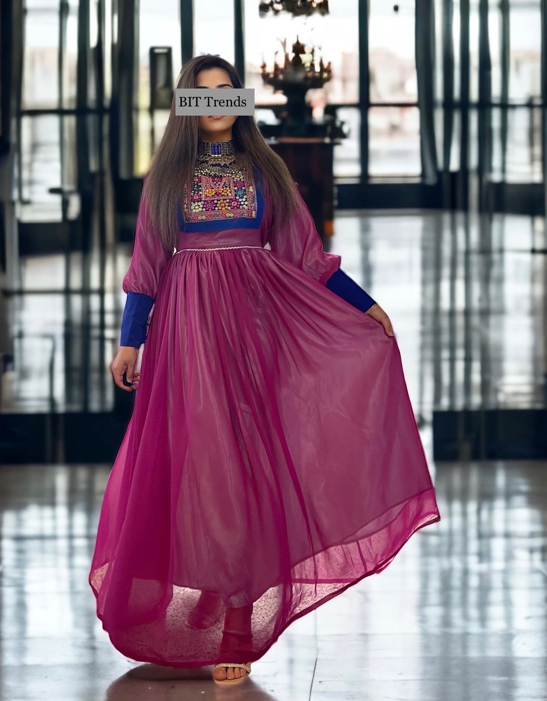 Afghani Dress, Simple & Elegant BIT Trends Afghan Clothes Purple HB2-01 ...