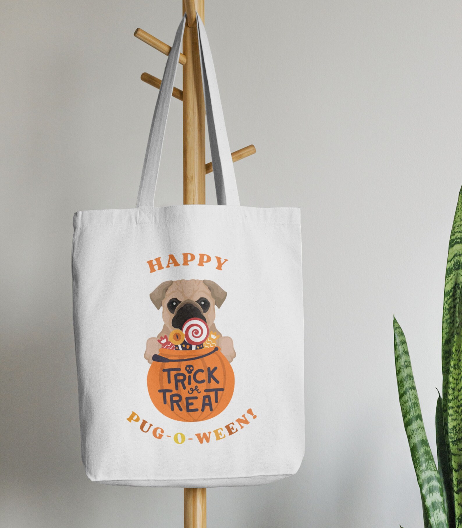 Trick-or-treat Bag Pug Tote Bag Halloween Pug Fall Bag Pug Owner Gift ...